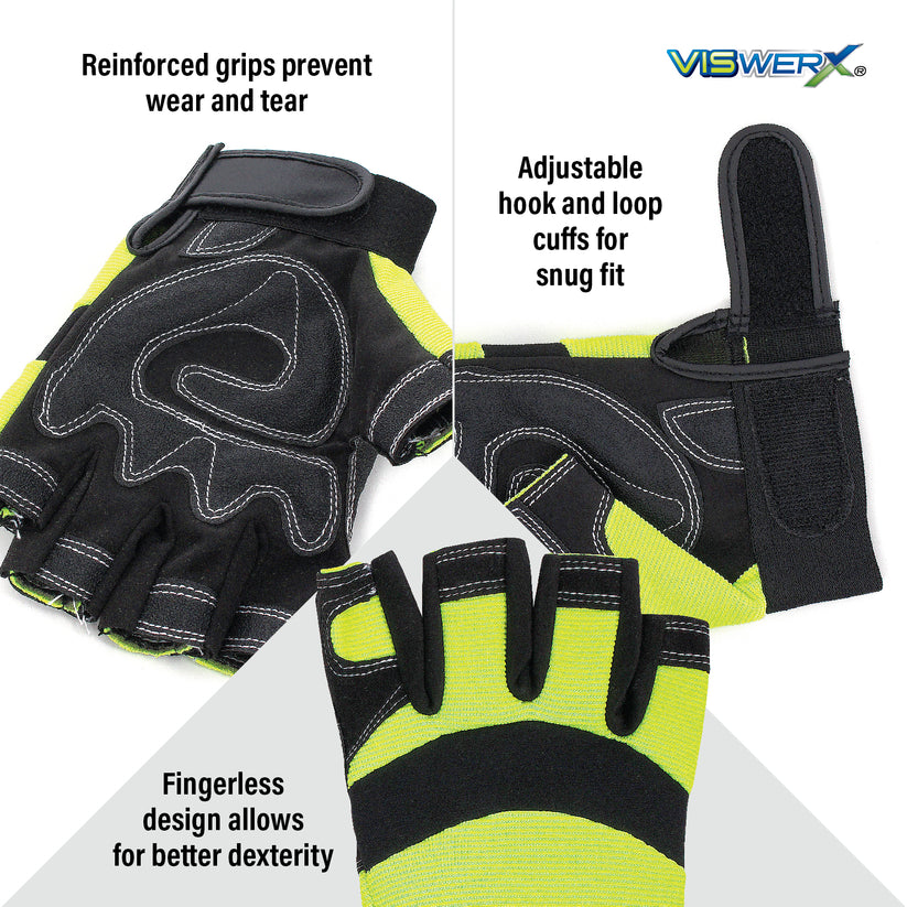 Hi-Visibility Fingerless Work Gloves | VisWERX Safety Apparel & Gloves